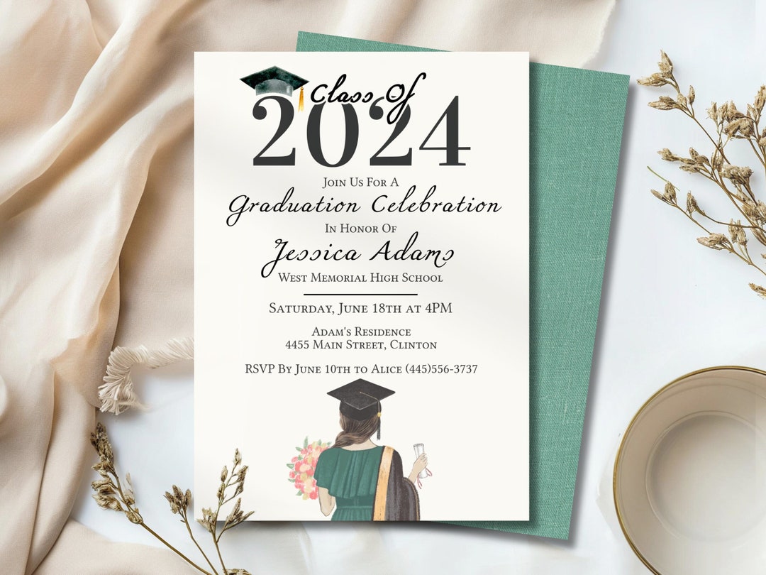 Simple Girl Graduation Invitation, Graduation Invitation 2024 Template ...
