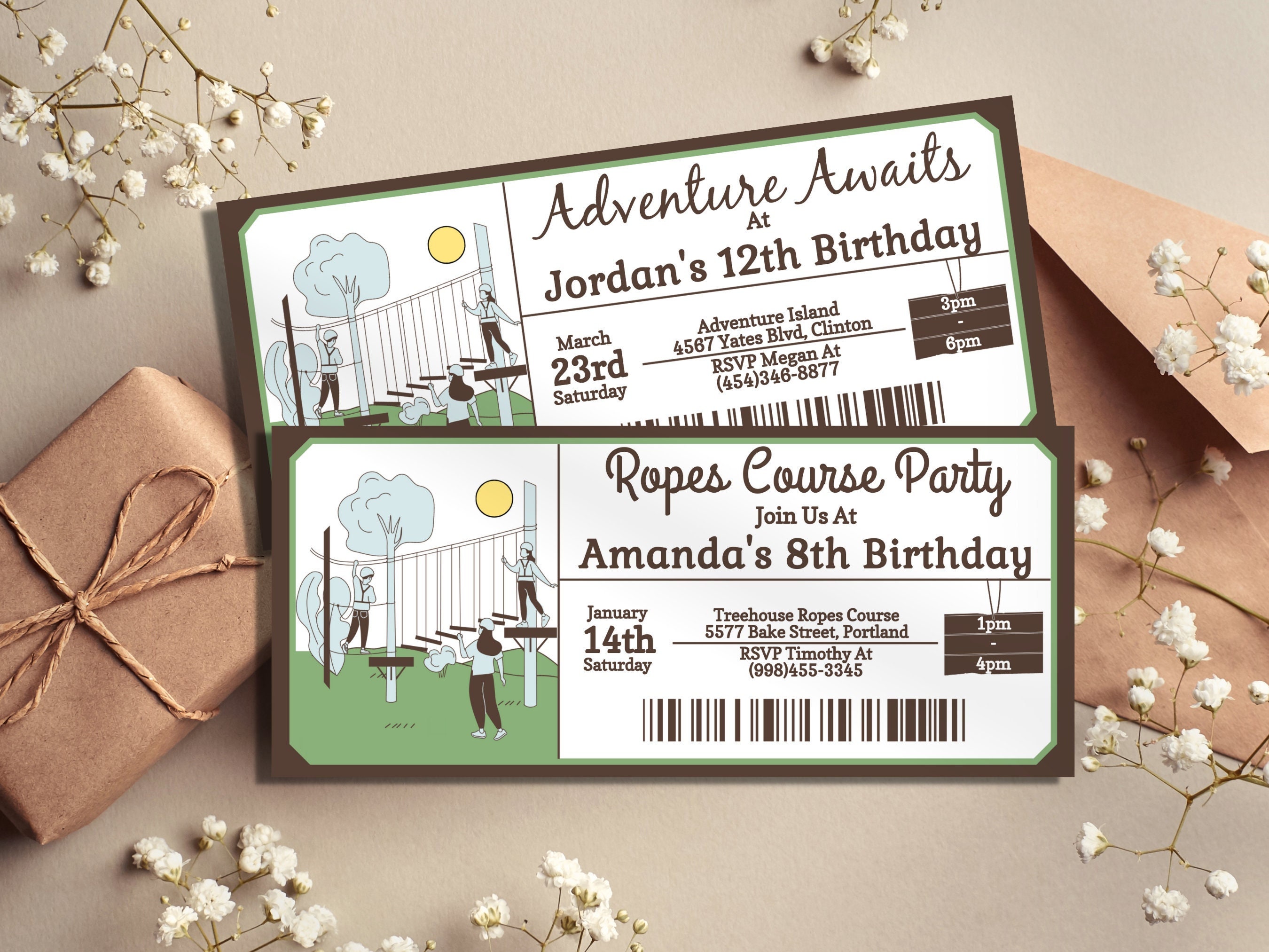 Ropes Course Birthday Invitaion, Zip Line Invitation, Ropes Course ...