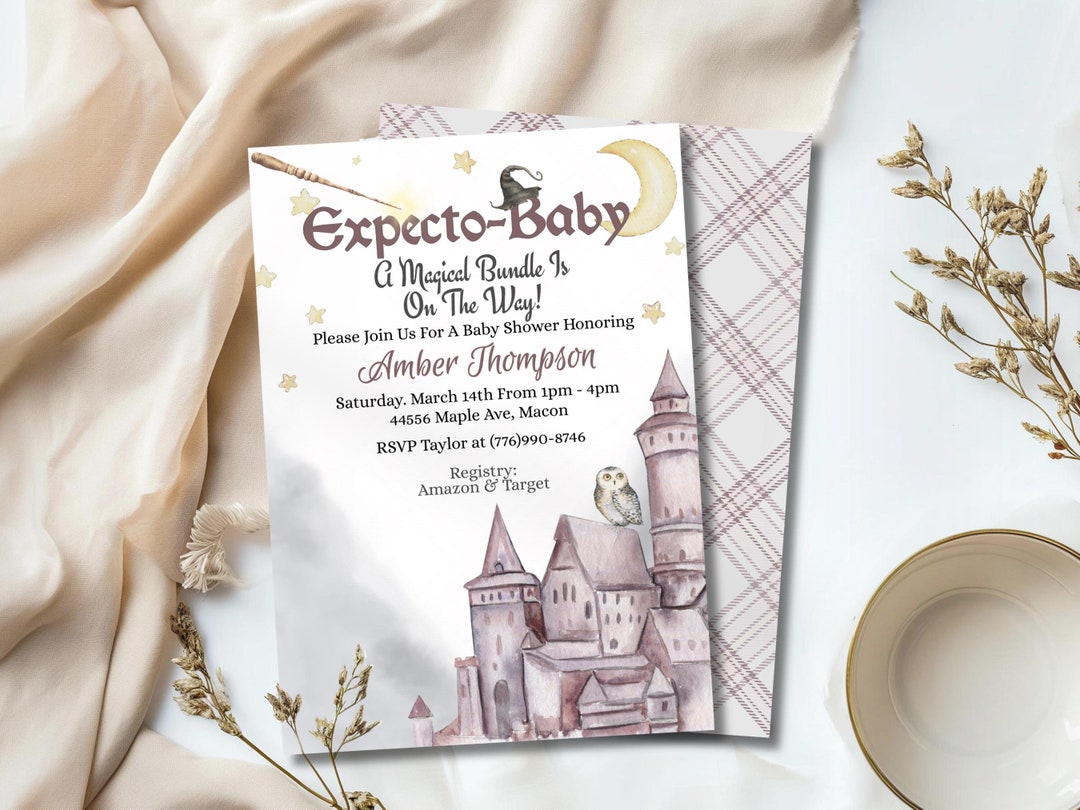 Wizard Baby Shower Invitation, Magical Bundle on Its Way, Witch Baby ...