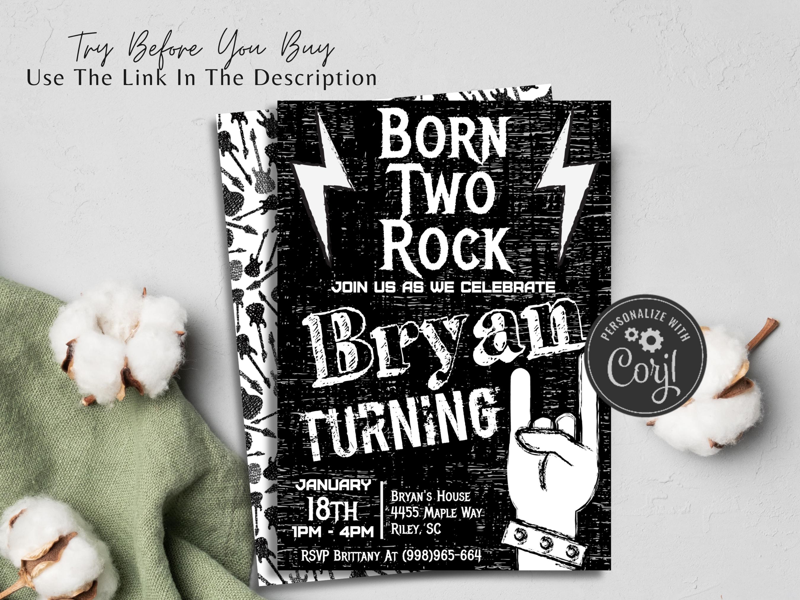Born Two Rock Invitation, Born Two Rock Birthday Party Invite, 2nd ...