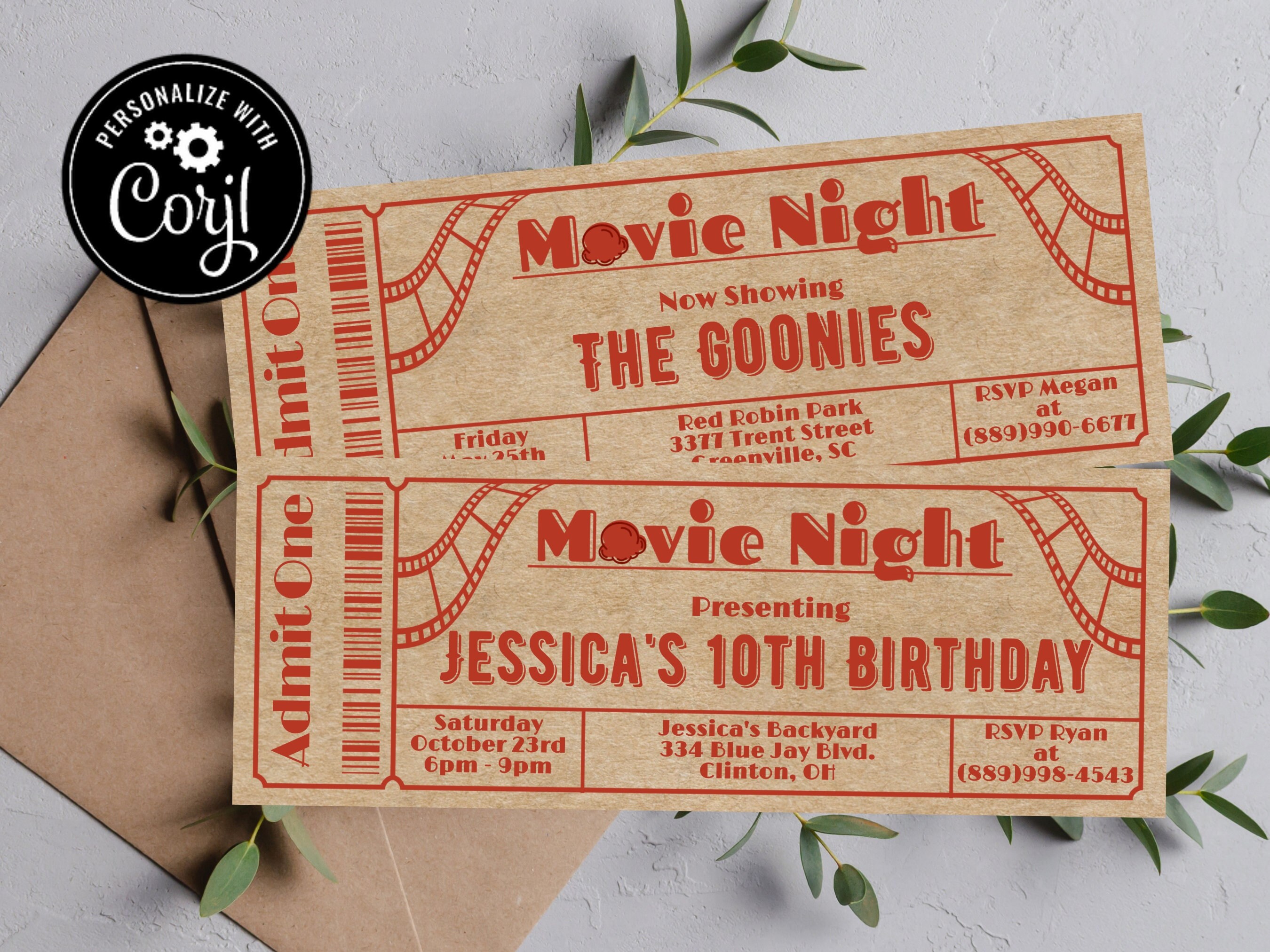 Editable Movie Night Ticket Invitation Movie Birthday - Etsy