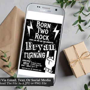 Born Two Rock Invitation, Born Two Rock Birthday Party Invite, 2nd ...