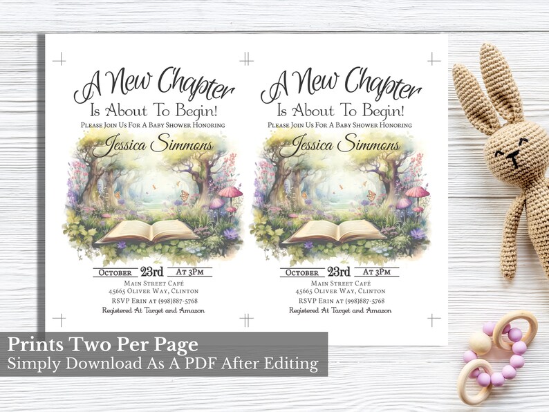 Storybook Baby Shower Invitation, Storybook Baby Shower Bundle, A New Chapter Begins Baby Shower ...