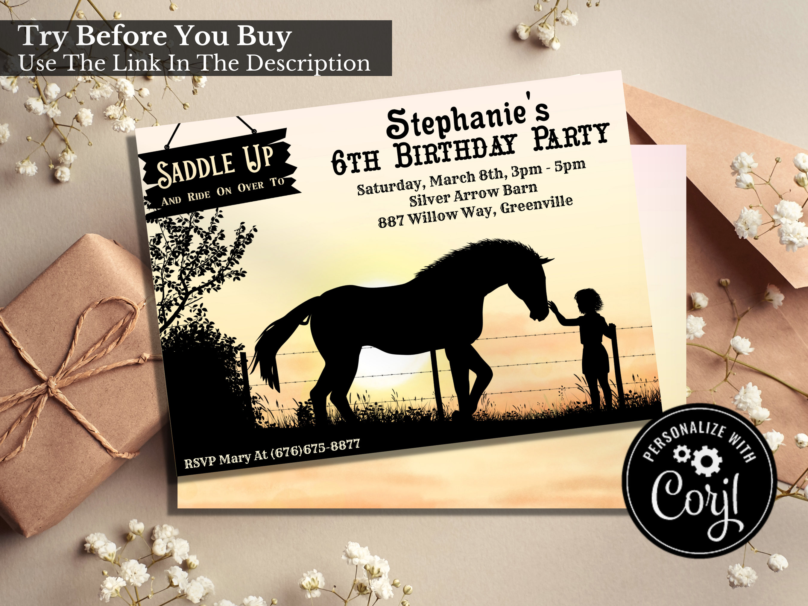 Horse Birthday Invitation, Horseback Riding Invite, Horseback Riding ...