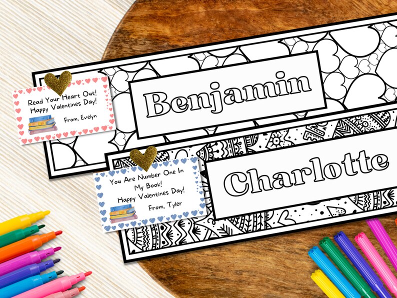 Printable Valentine Bookmarks, Custom Class Valentine, Personalized ...