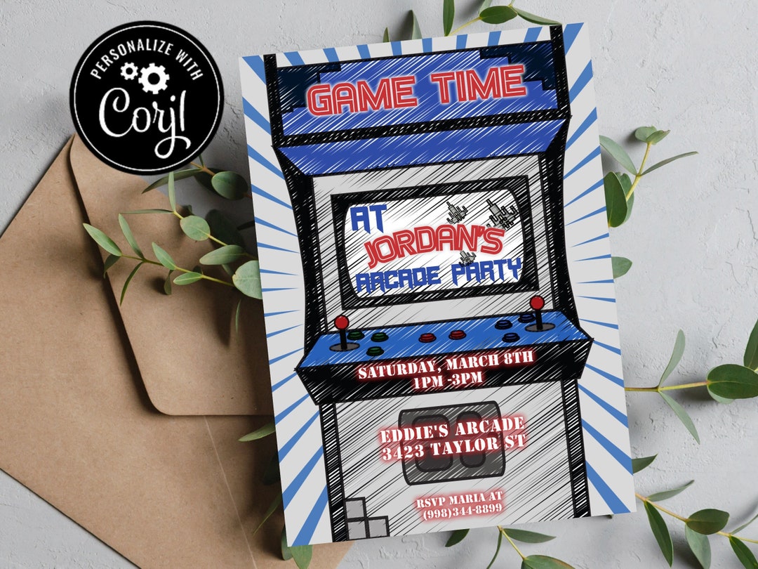 Editable Retro Arcade Birthday Party Invitation Printable - Etsy