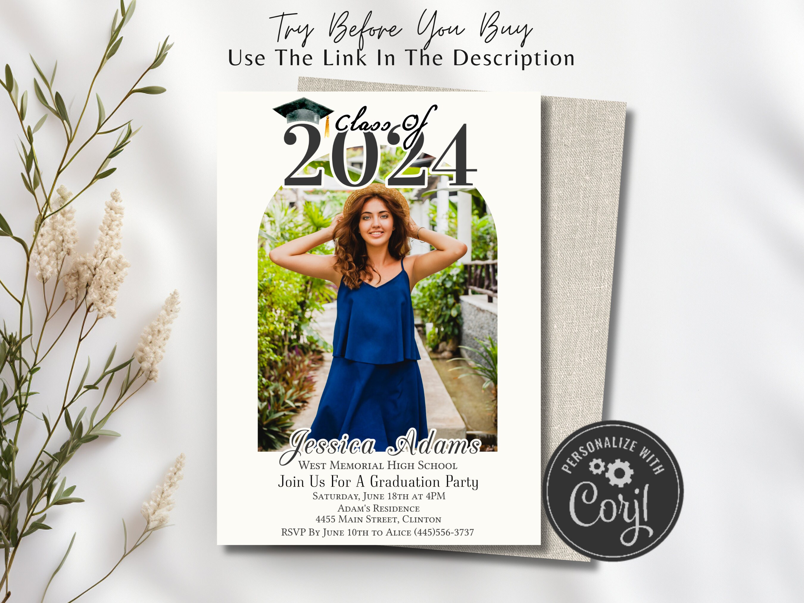 Modern Graduation Party Invitation, Graduation Invitation 2024 Template ...