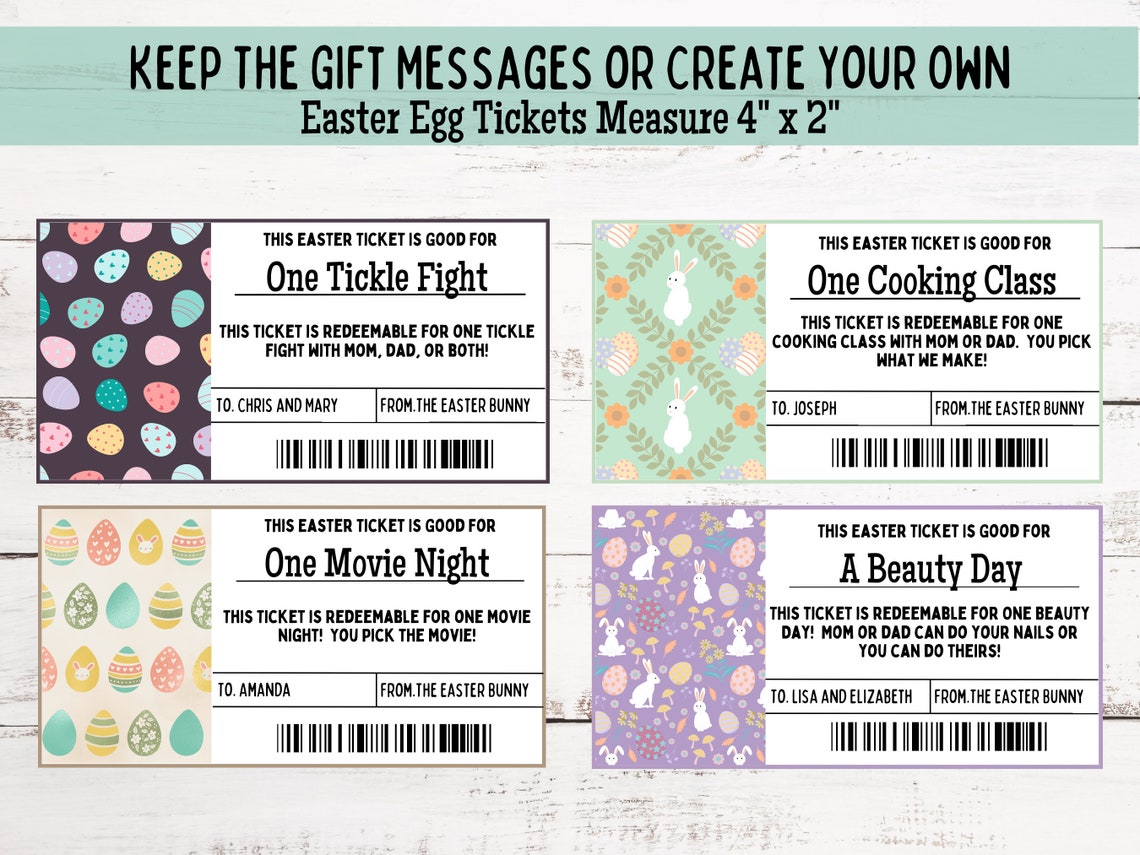 Printable Easter Coupons, Personalized Easter Tokens, Non Candy Easter ...