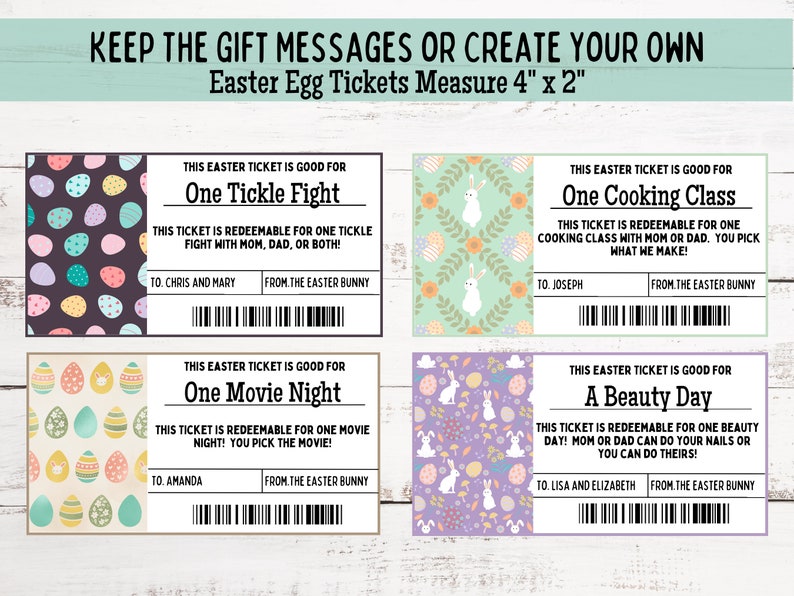 Printable Easter Coupons, Personalized Easter Tokens, Non Candy Easter ...