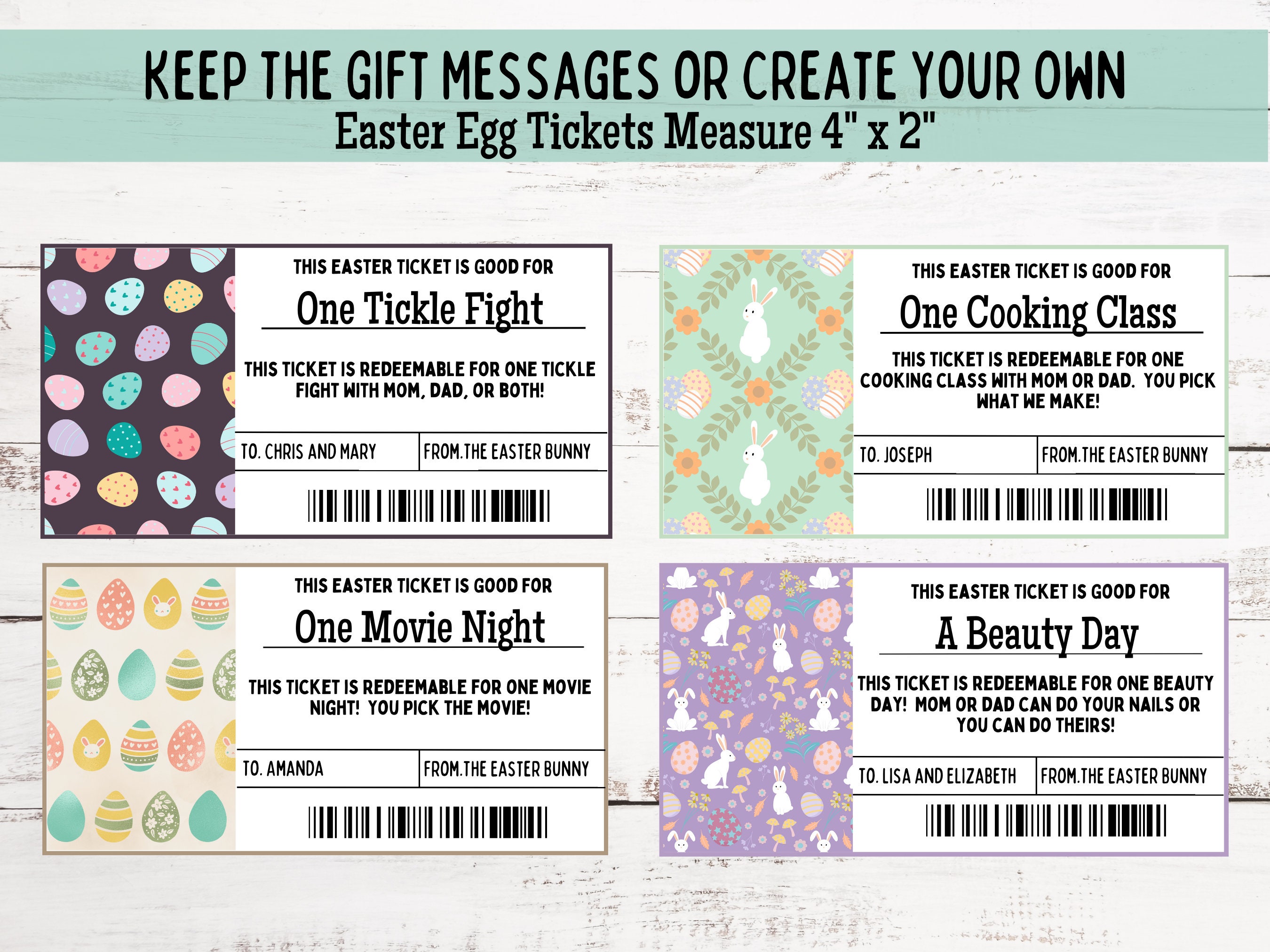 Printable Easter Coupons, Personalized Easter Tokens, Non Candy Easter ...