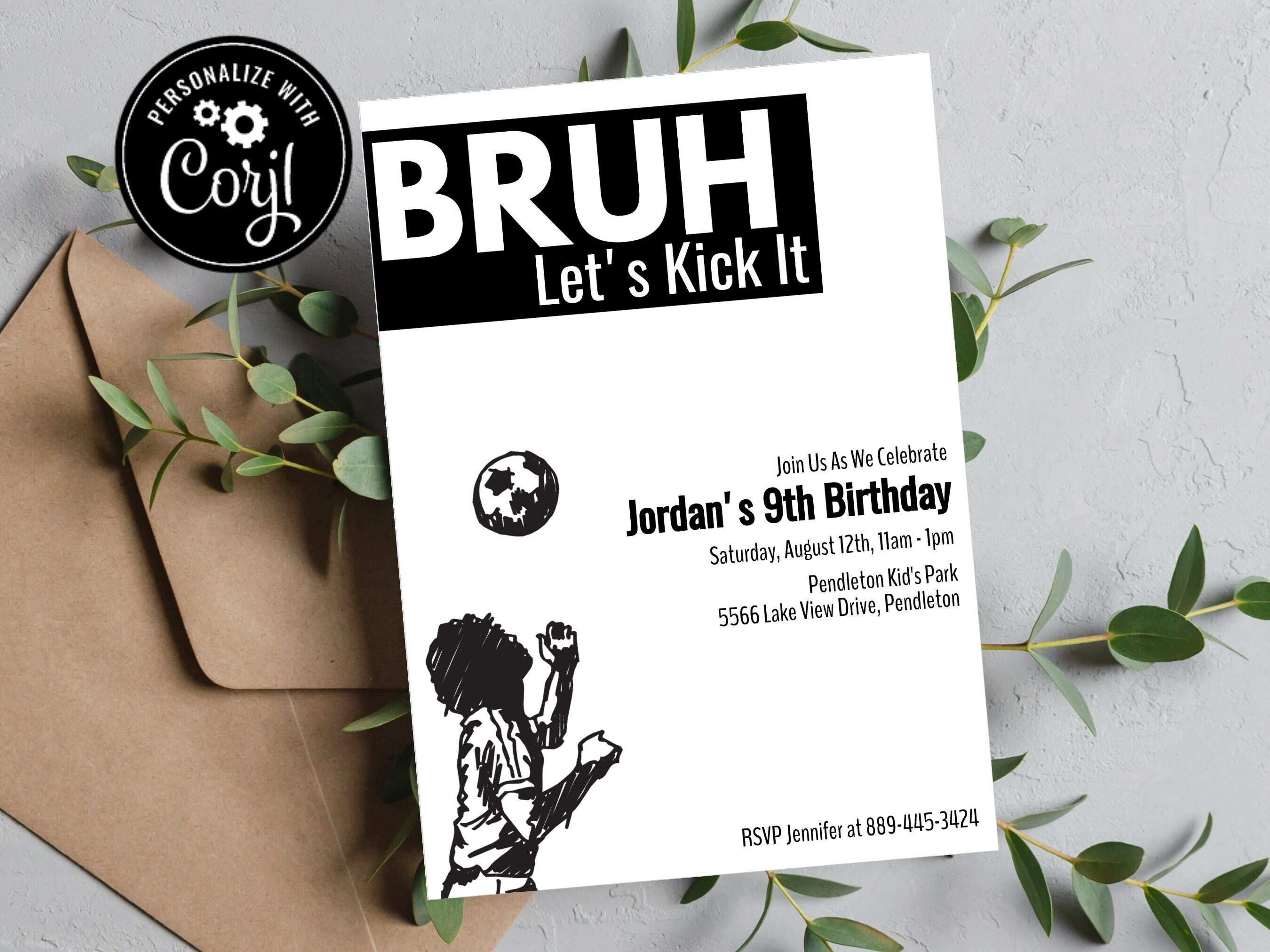 Soccer Invitation, Soccer Birthday Invitation, Soccer Party Invitation, Bruh Soccer Invitation ...