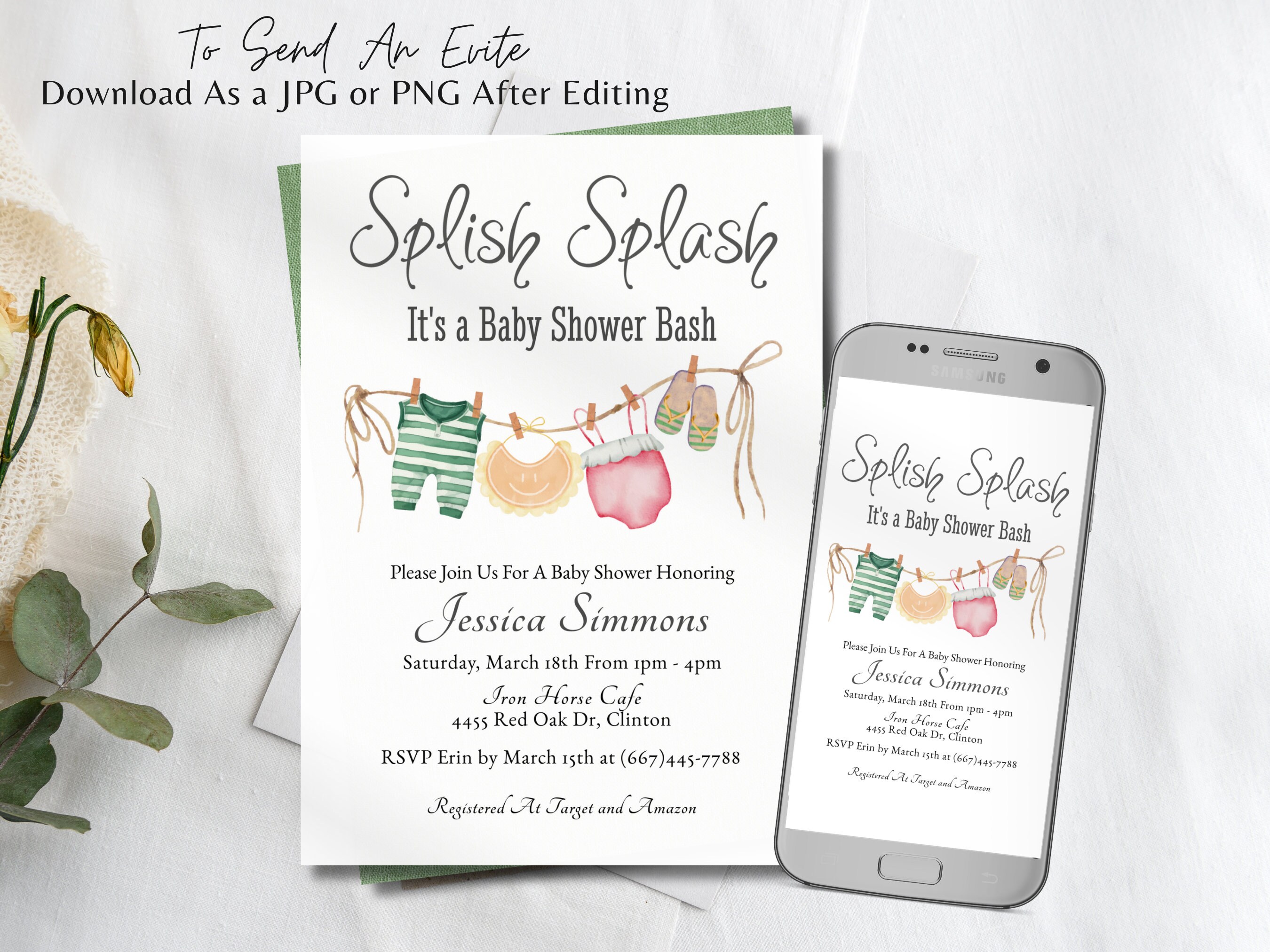 Splish Splash Baby Shower Invitation, Baby Shower Pool Party Invite ...