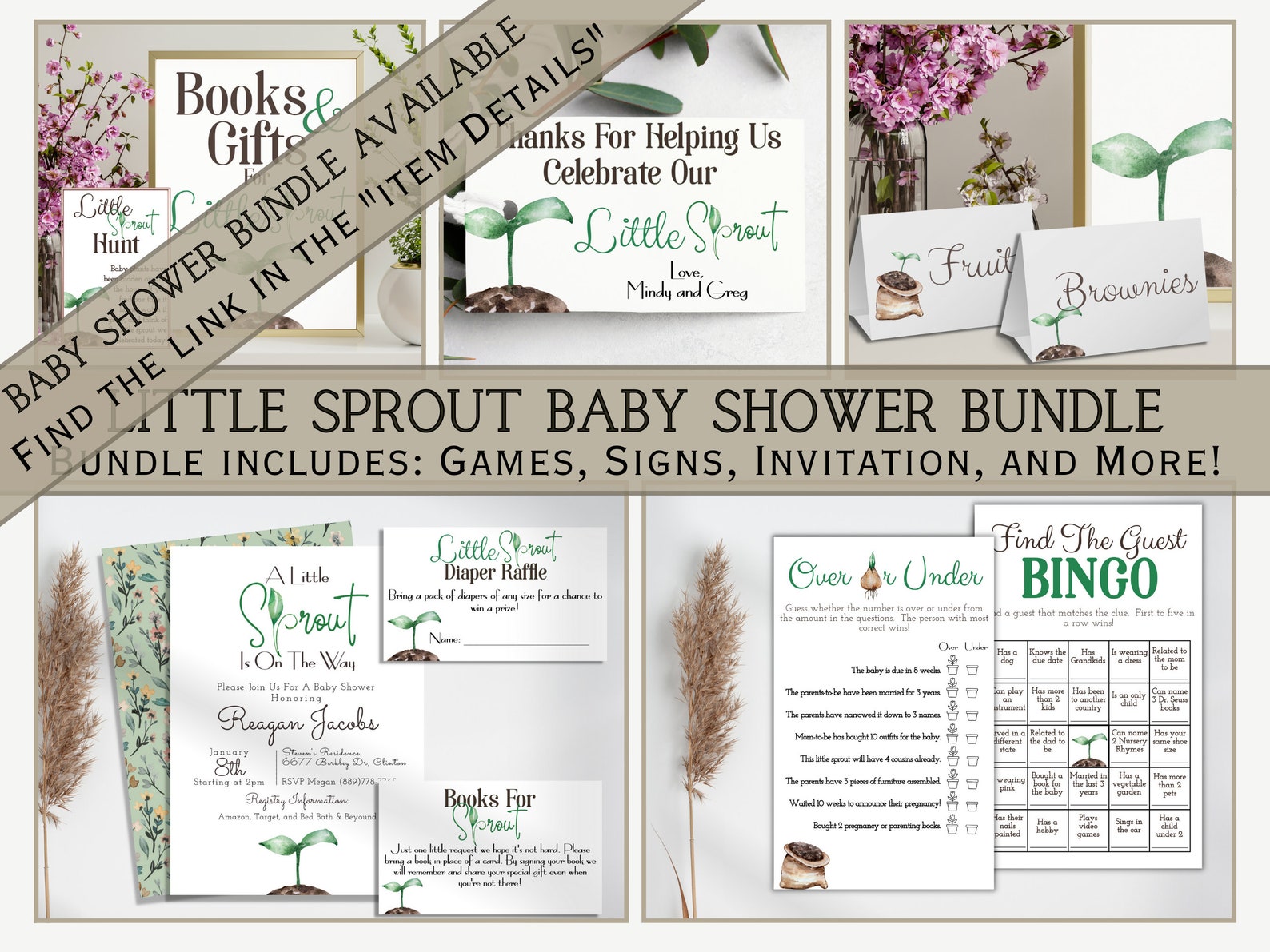 Little Sprout Baby Shower Games, Little Sprout Baby Shower Bundle ...