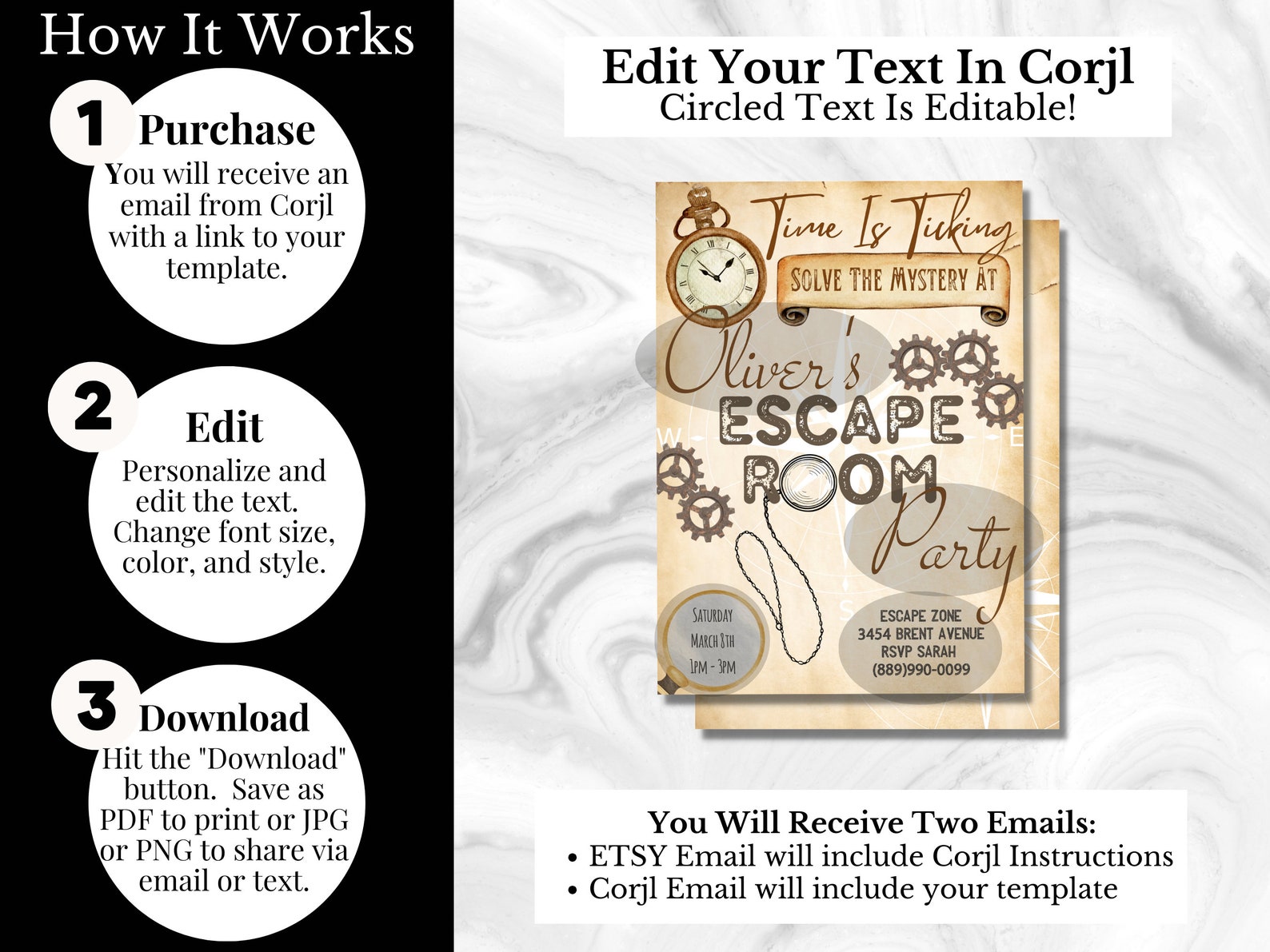 Editable Escape Room Birthday Party Invitation Template, Custom Mystery ...