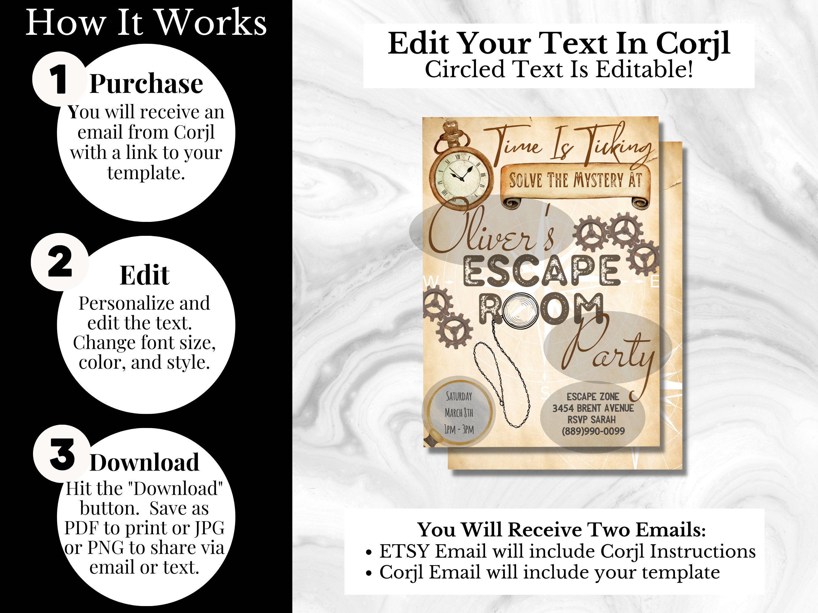 Editable Escape Room Birthday Party Invitation Template, Custom Mystery ...
