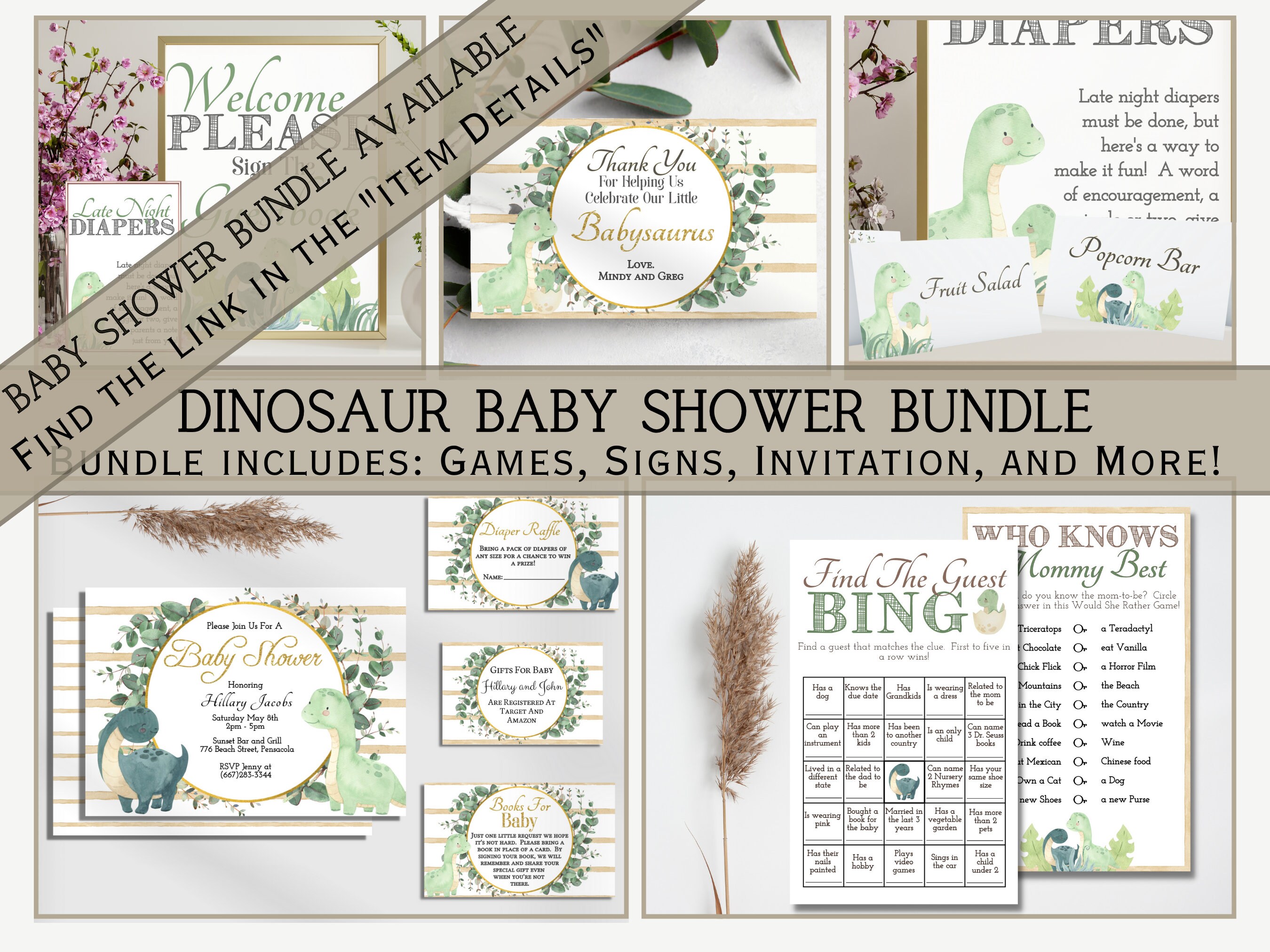 Dinosaur Baby Shower Games Dino Baby Shower Games Dino Baby - Etsy