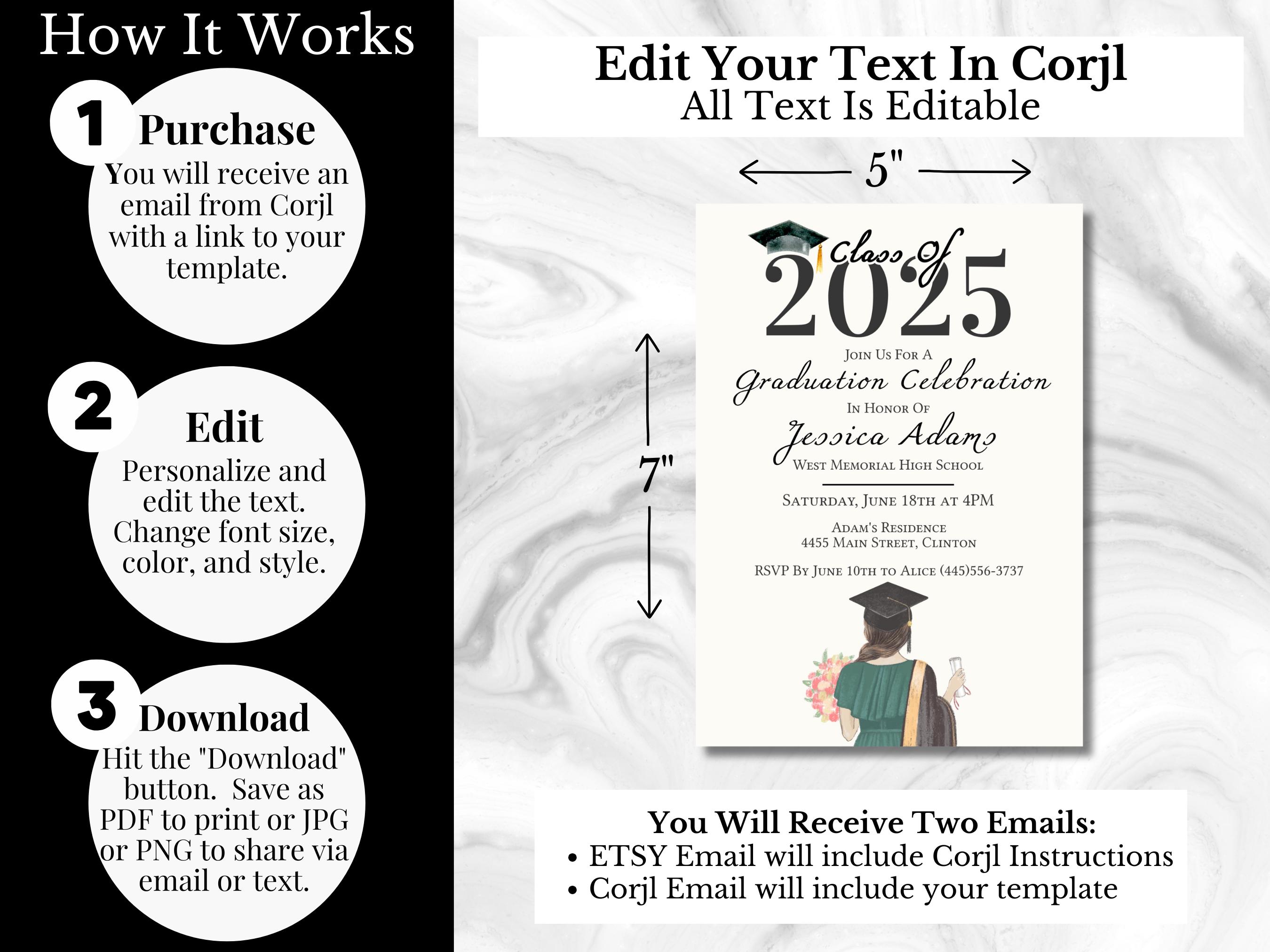 Simple Girl Graduation Invitation, Graduation Invitation 2025 Template ...