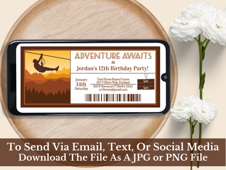 Zipline Birthday Invitation Zip Line Party Ropes Course - Etsy