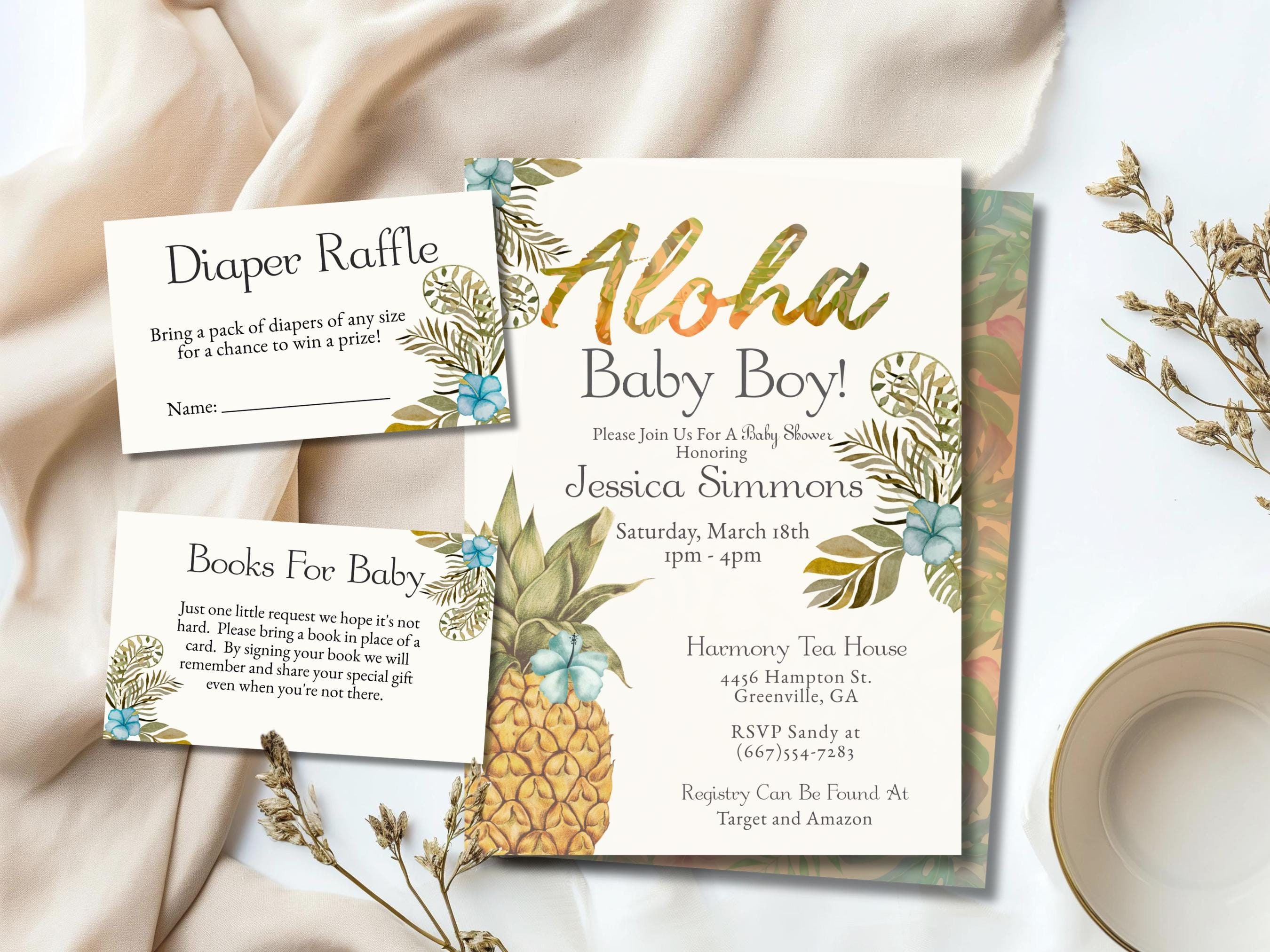 Aloha Baby Shower Invitation, Hawaiian Themed Baby Shower Invitation ...