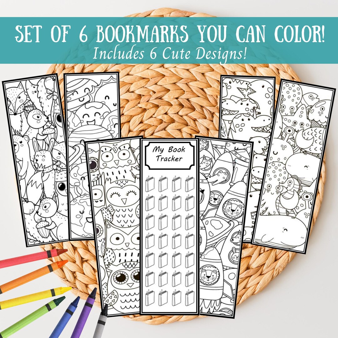 Set of Cute Kid Bookmarks You Can Color, Printable Bookmark Reading ...