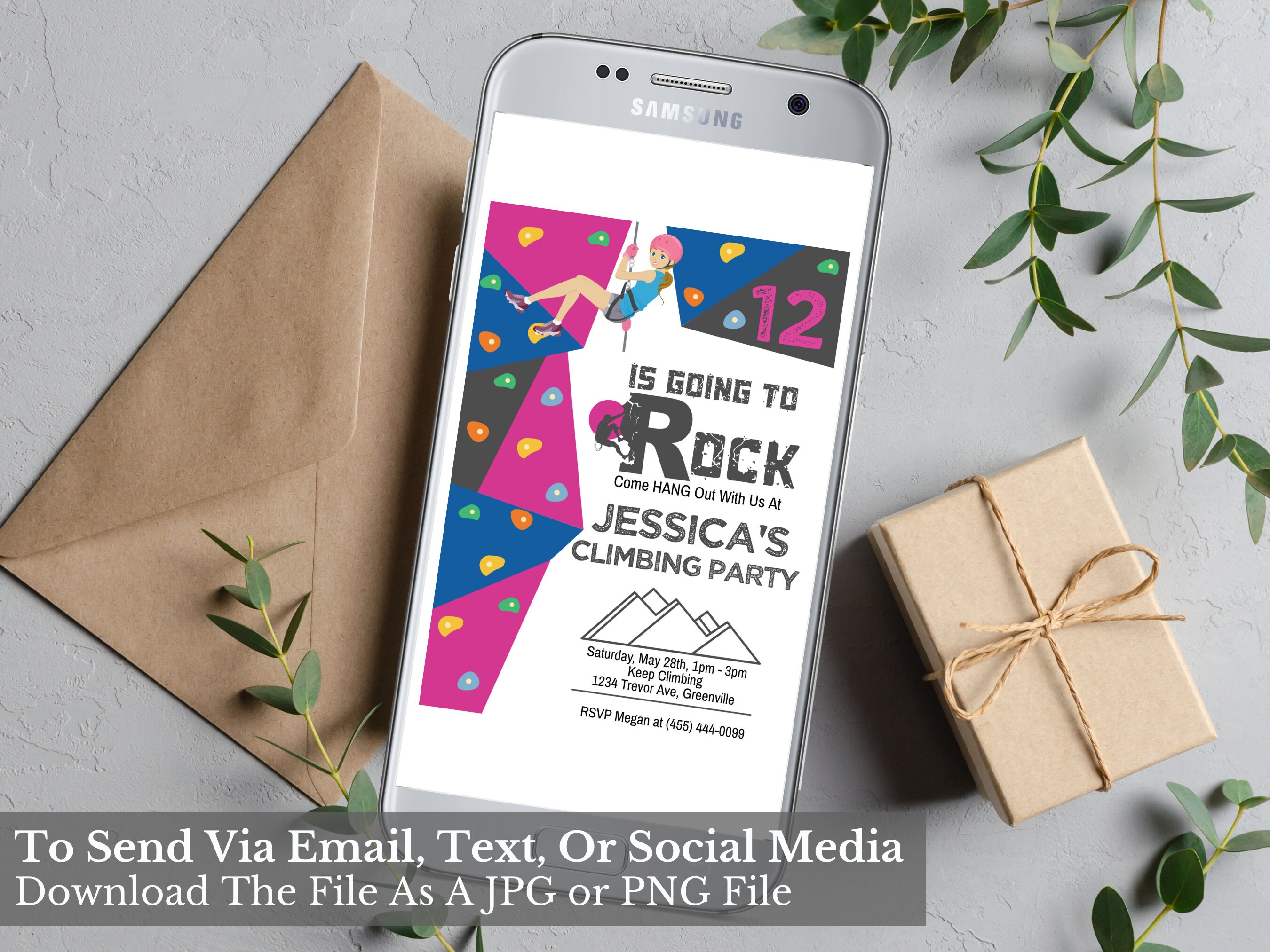 Editable Girl Rock Climbing Birthday Invitation Printable - Etsy