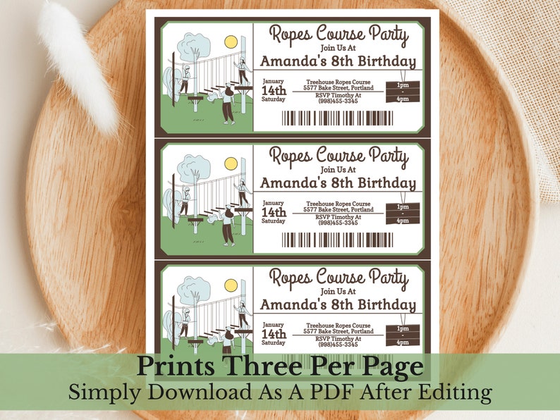 Ropes Course Birthday Invitaion Zip Line Invitation Ropes - Etsy