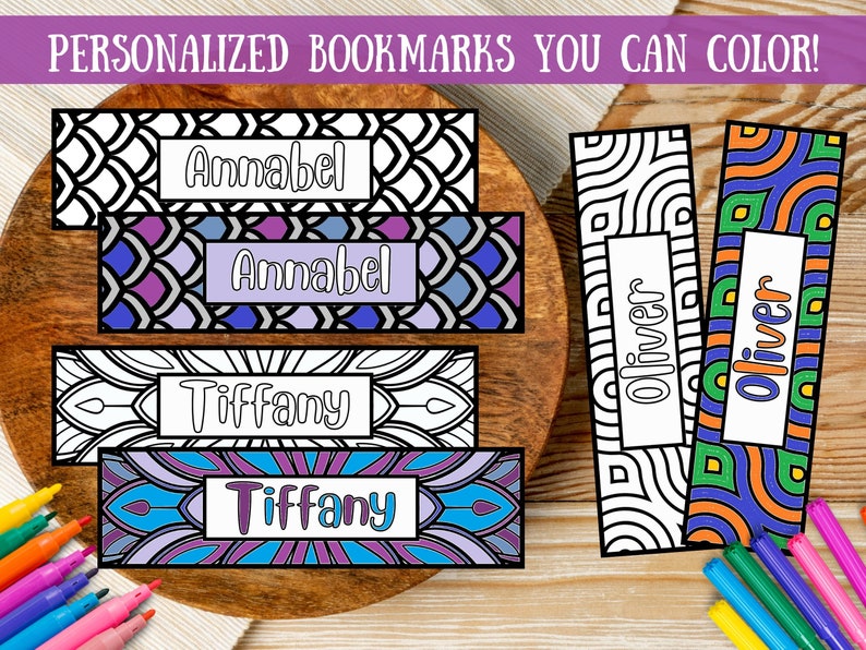 Set of Printable Bookmarks for Kids, Color Your Own Personalized ...