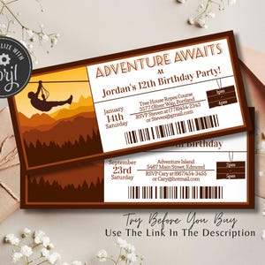 Zipline Birthday Invitation, Zip Line Party, Ropes Course Invitation ...