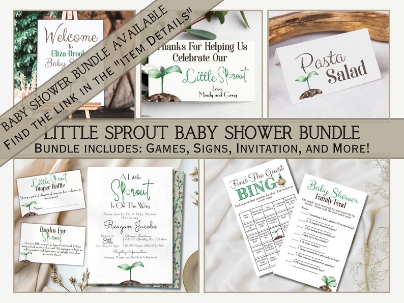 Little Sprout Baby Shower Games, Little Sprout Baby Shower Bundle ...