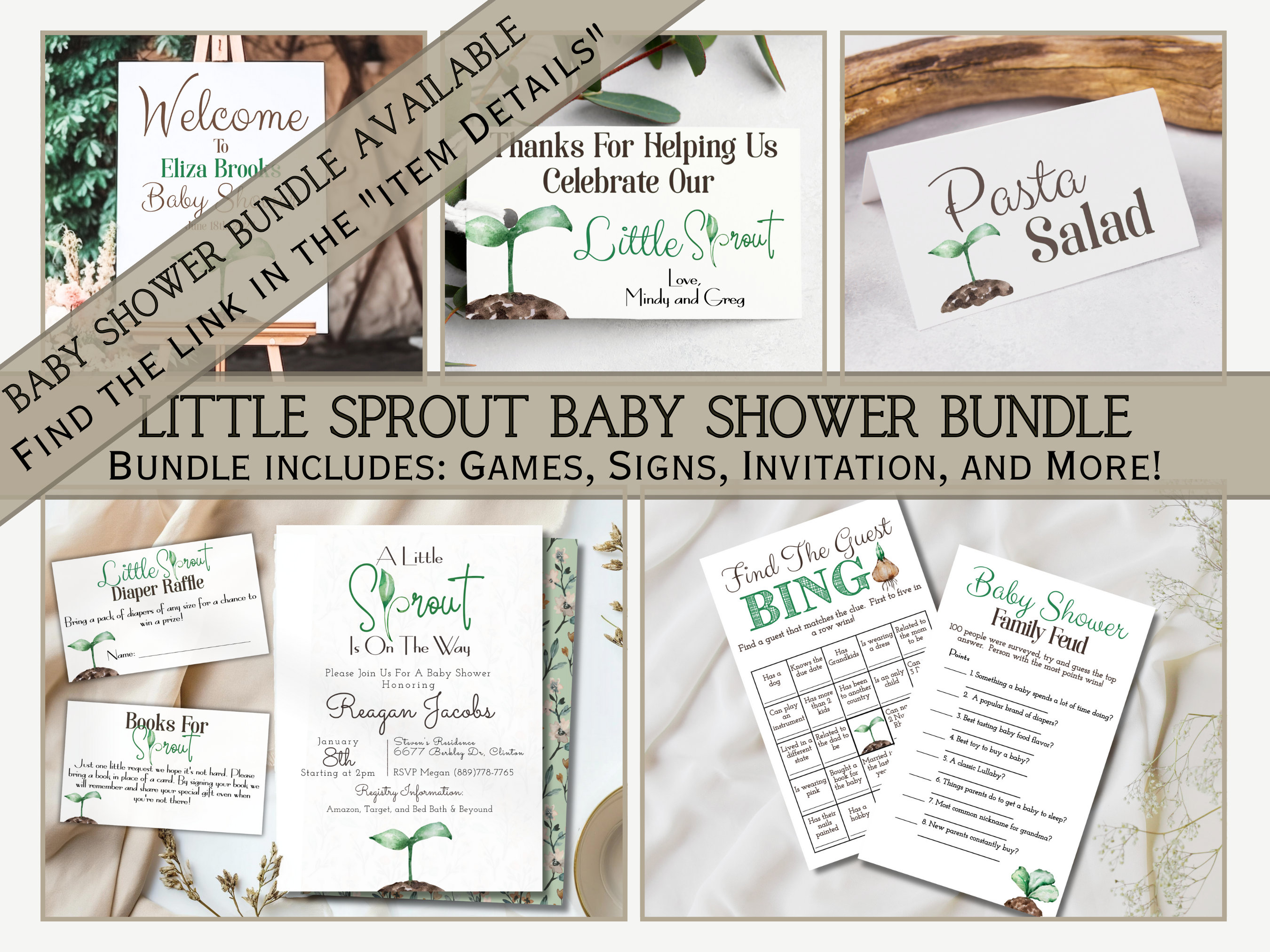 Little Sprout Baby Shower Games, Little Sprout Baby Shower Bundle ...