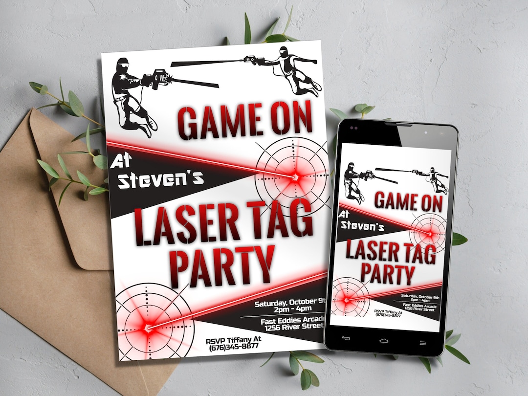 Editable Laser Tag Birthday Party Invitation, Printable Laser Tag Party ...