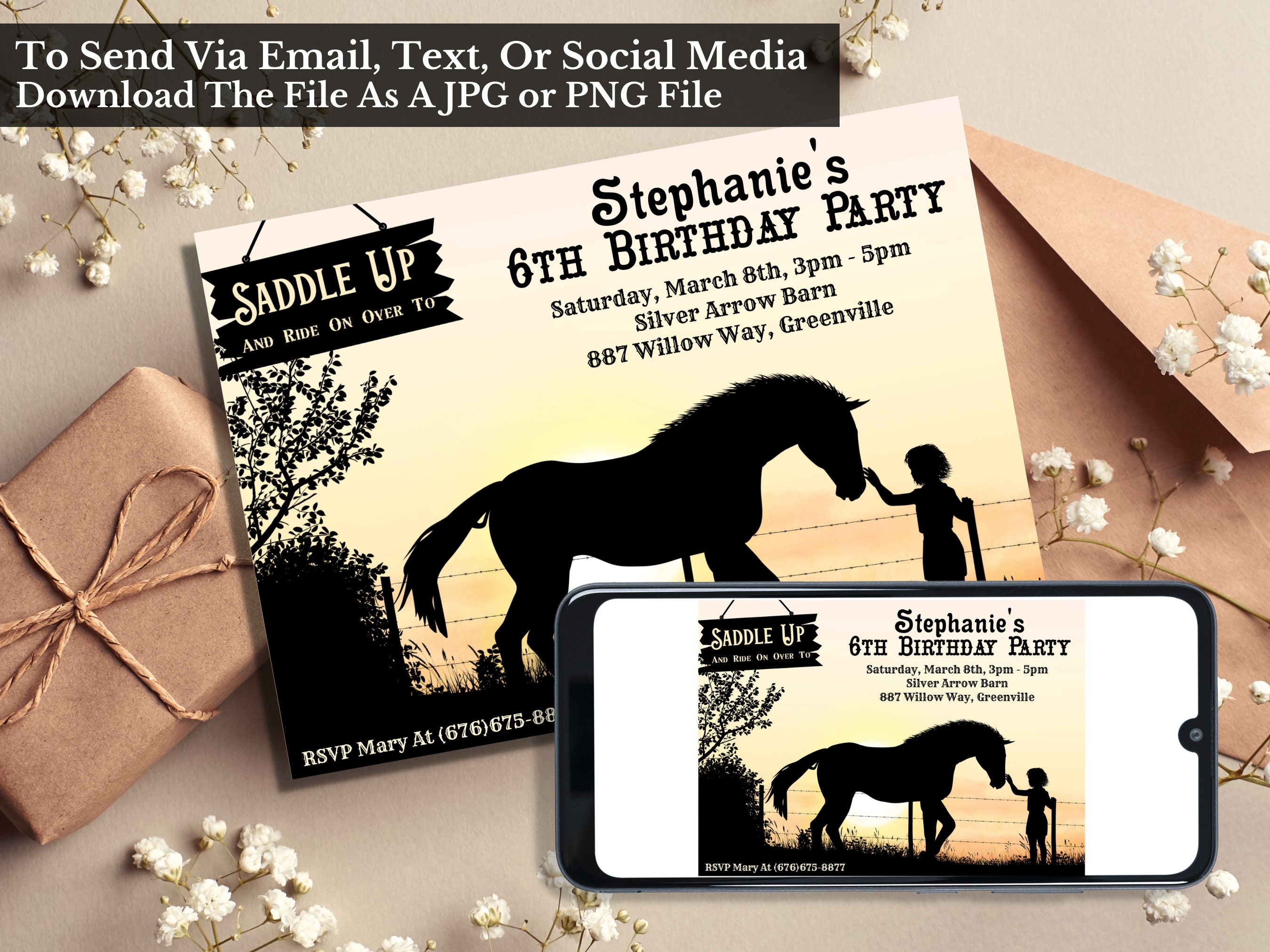 Horse Birthday Invitation, Horseback Riding Invite, Horseback Riding ...