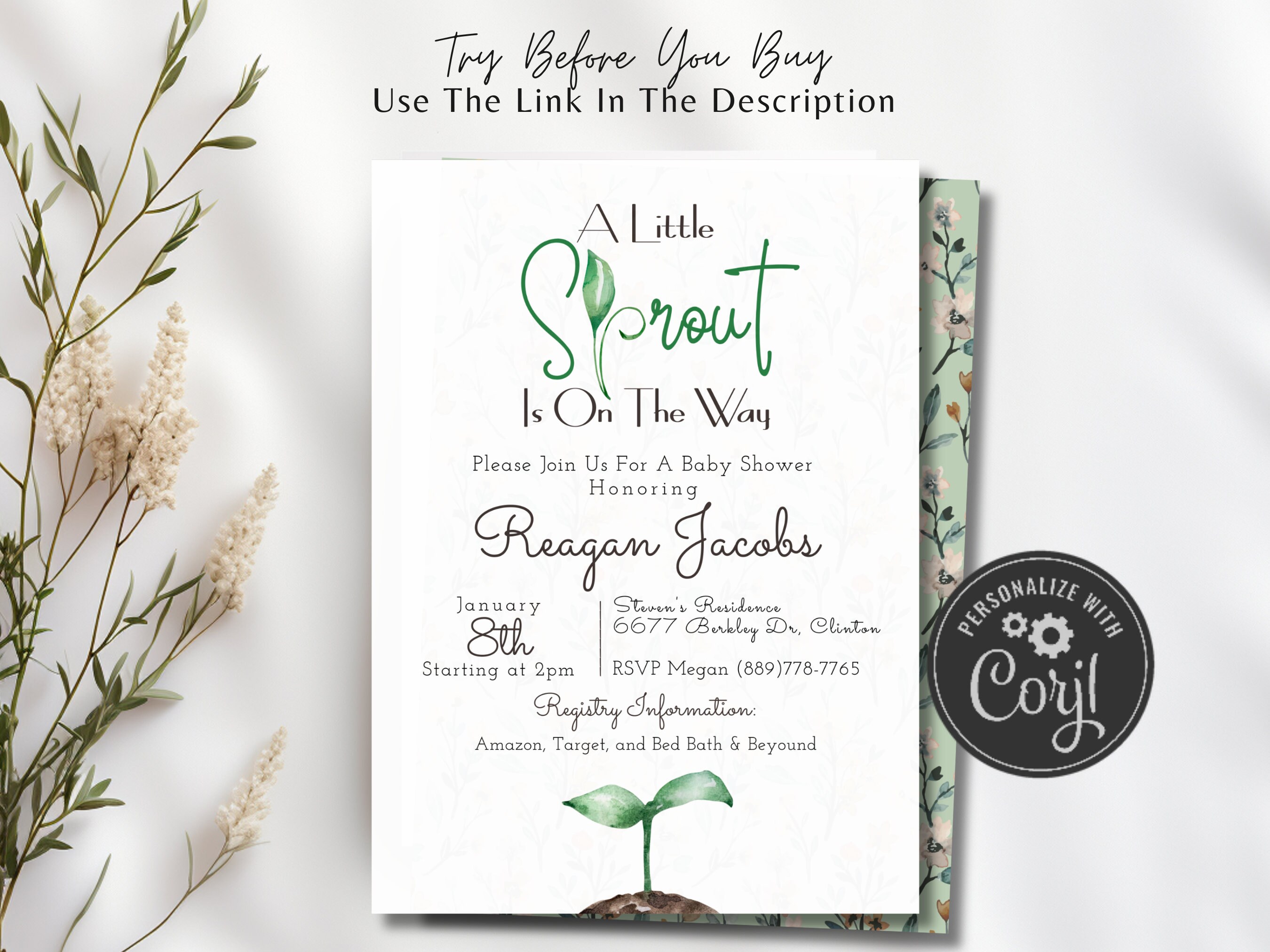 Little Sprout Baby Shower Invitation, Garden Baby Shower Invitation ...