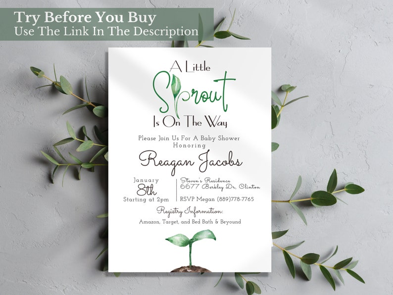 Little Sprout Baby Shower Invitation Garden Baby Shower - Etsy