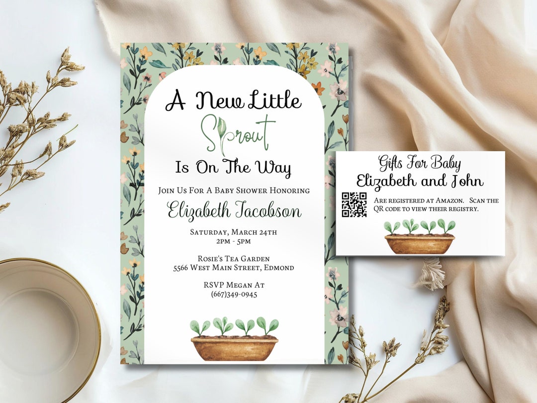 Little Sprout Baby Shower Invitation, Garden Baby Shower Invitation ...