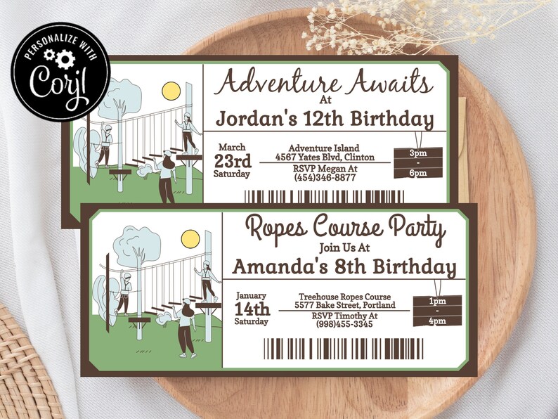 Ropes Course Birthday Invitaion Zip Line Invitation Ropes - Etsy