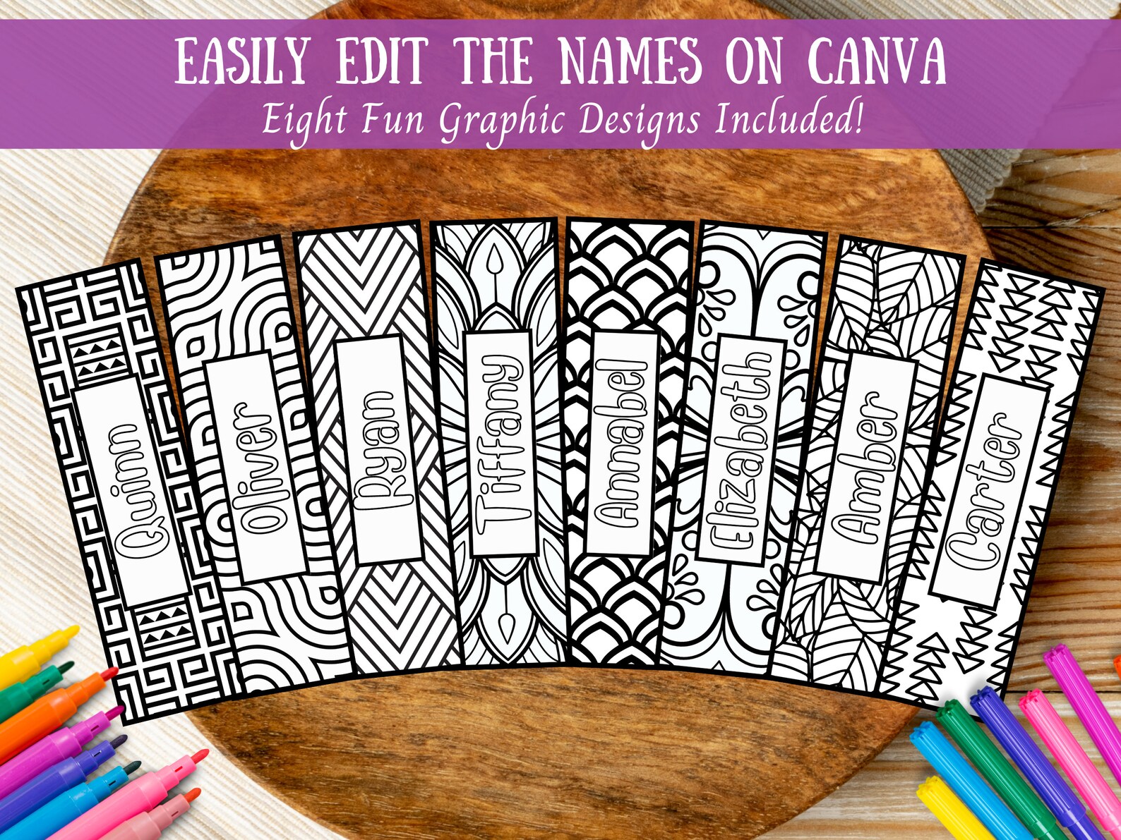 Set of Printable Bookmarks for Kids, Color Your Own Personalized ...