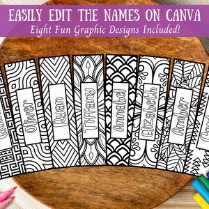 Set of Printable Bookmarks for Kids, Color Your Own Personalized ...