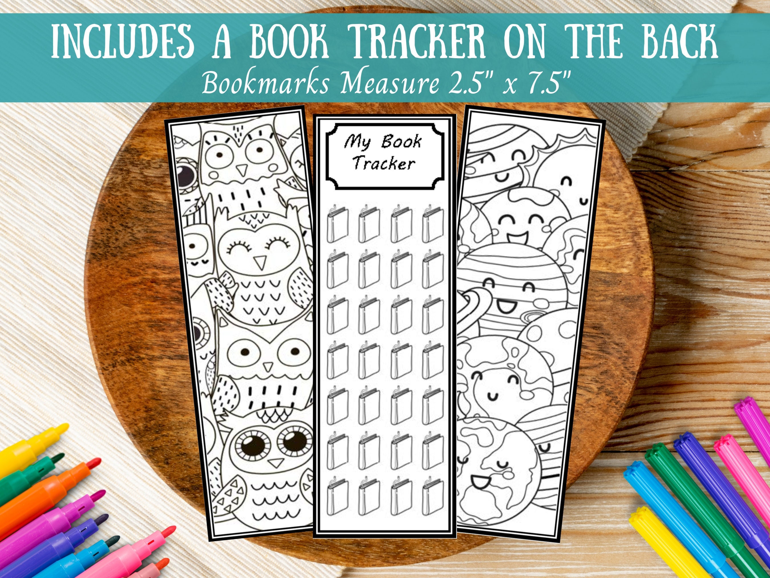 Set of Cute Kid Bookmarks You Can Color, Printable Bookmark Reading ...