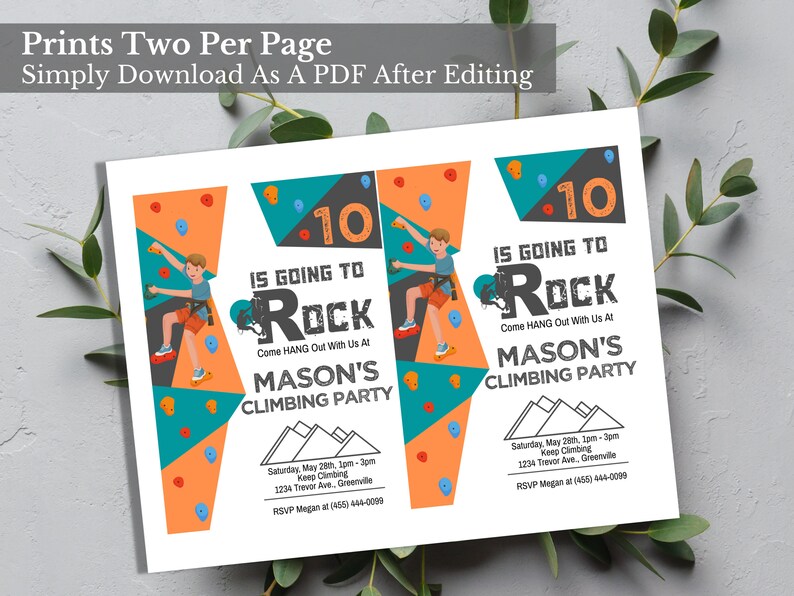 Editable Boy Rock Climbing Birthday Invitation Printable Rock - Etsy