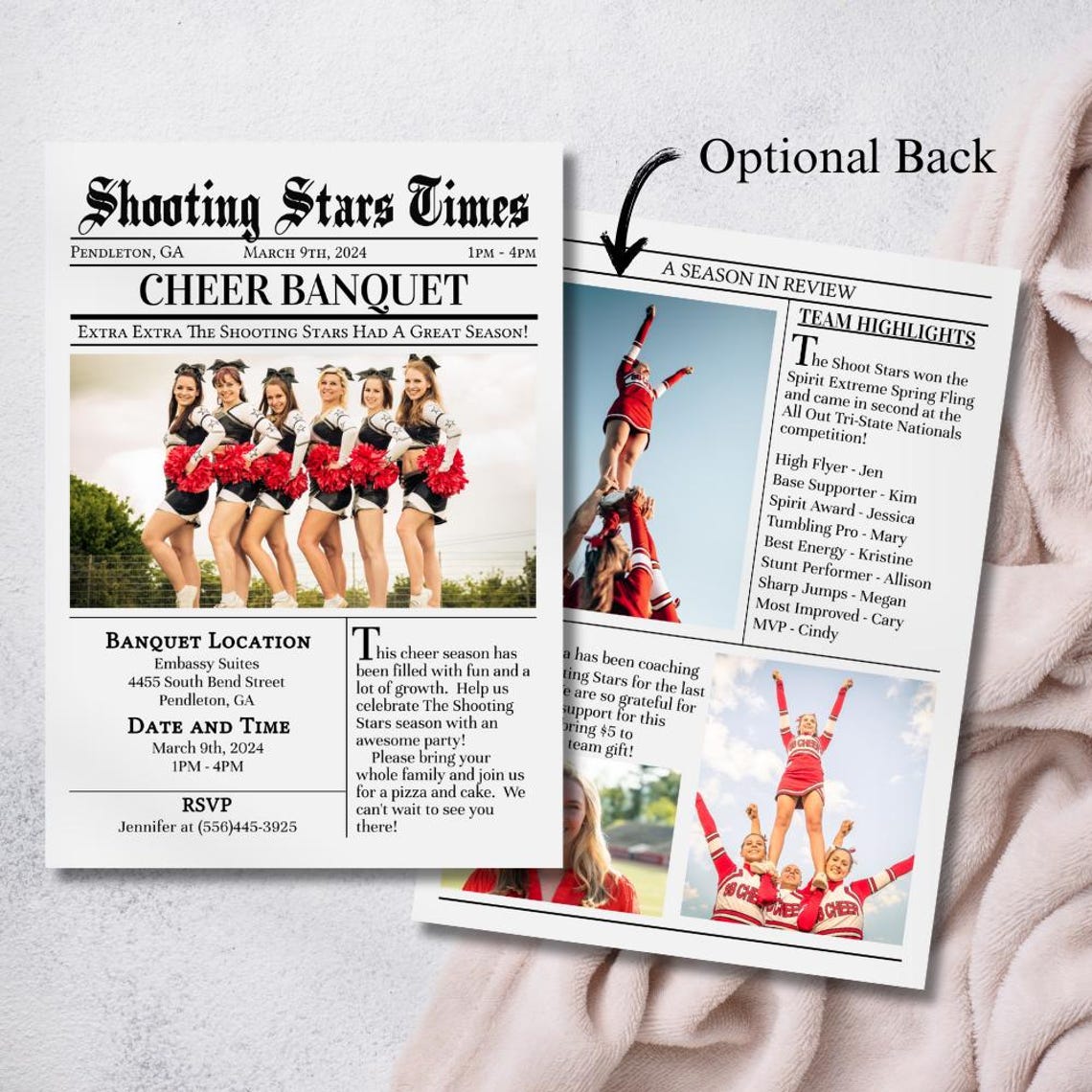 Cheer Banquet Party Invitation, End of Season Cheer Banquet Invitation ...