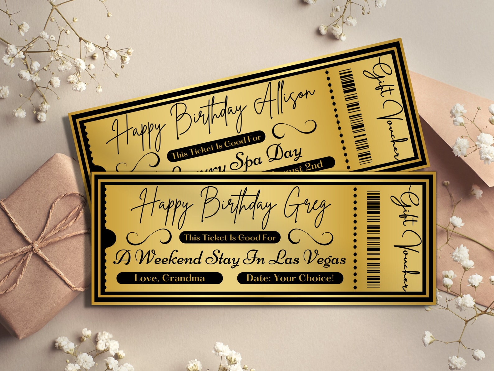 Editable Gold Gift Certificate Template, Golden Spa Day Ticket ...