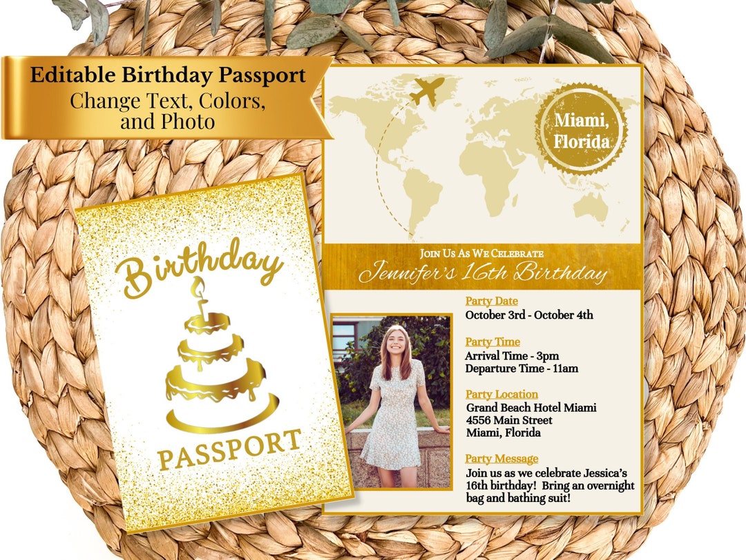 Passport Birthday Invitation, Passport Birthday Invitation Template ...