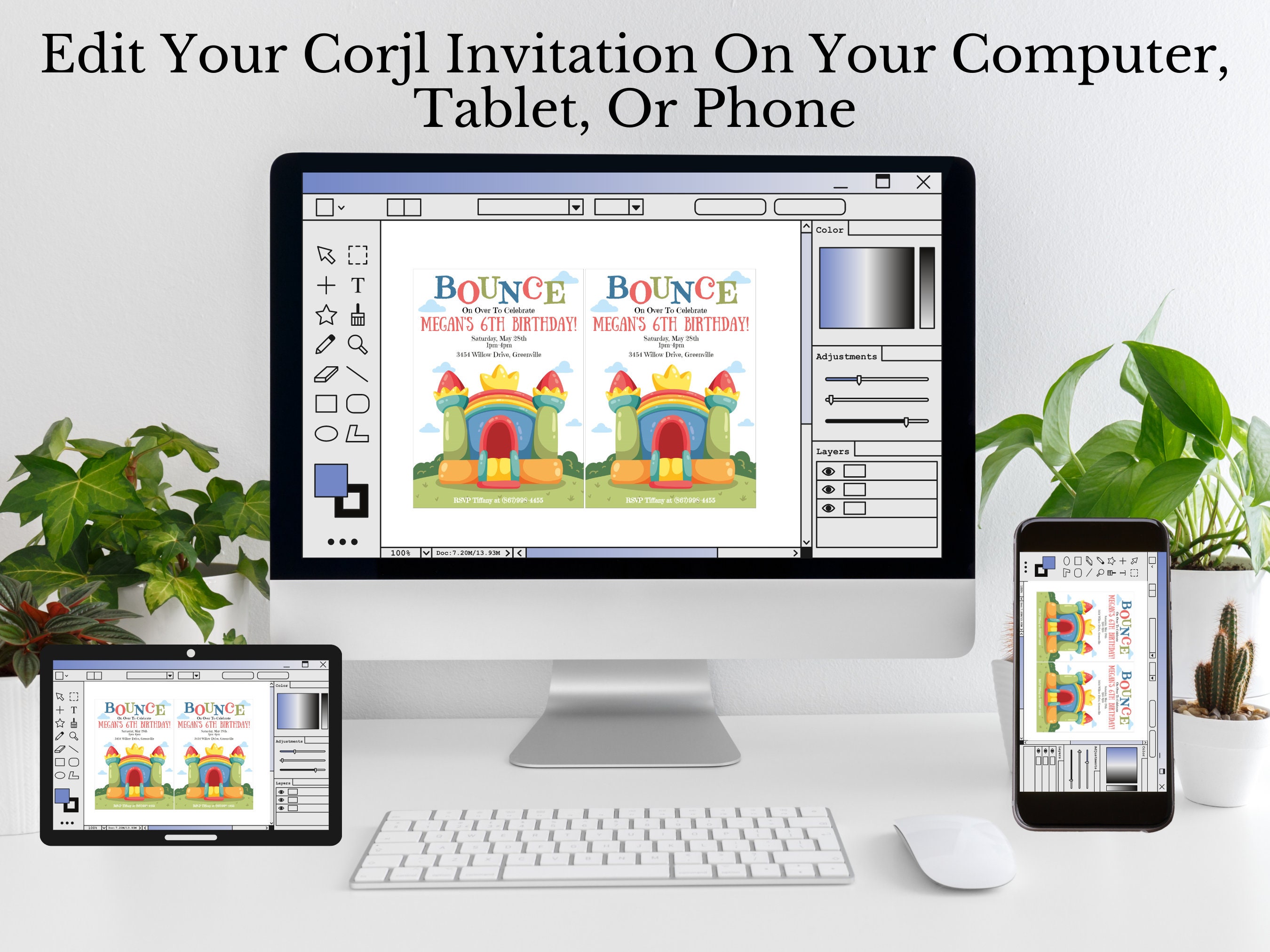 Editable Bounce House Birthday Invitation, Printable Jump Party ...