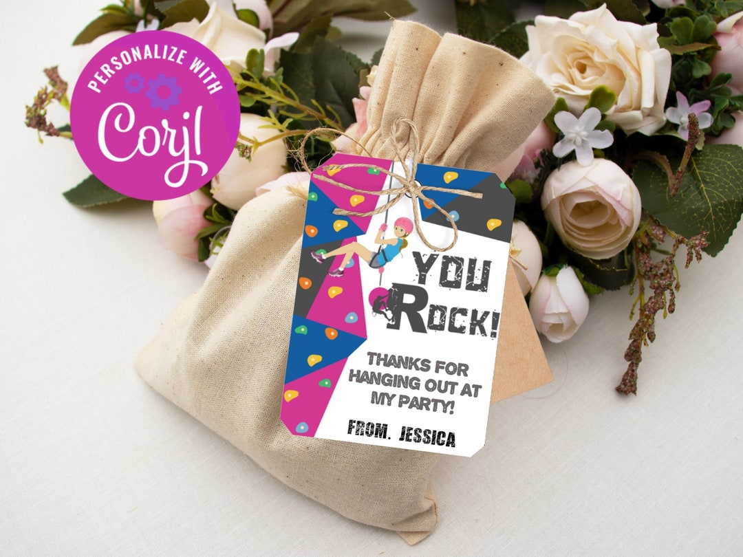 Rock Climbing Favor Tags, Rock Climbing Party Decor, Rock Climbing ...