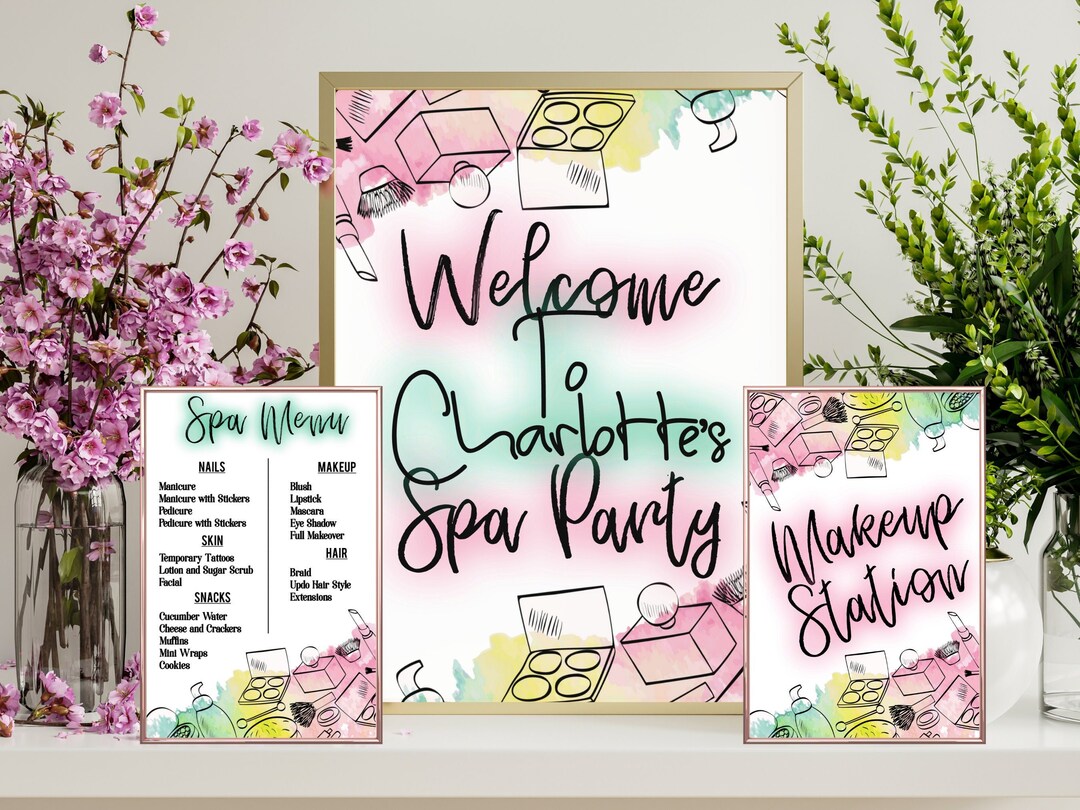 Spa Party Printables, Spa Party Stations, Spa Party Signs, Spa Birthday ...