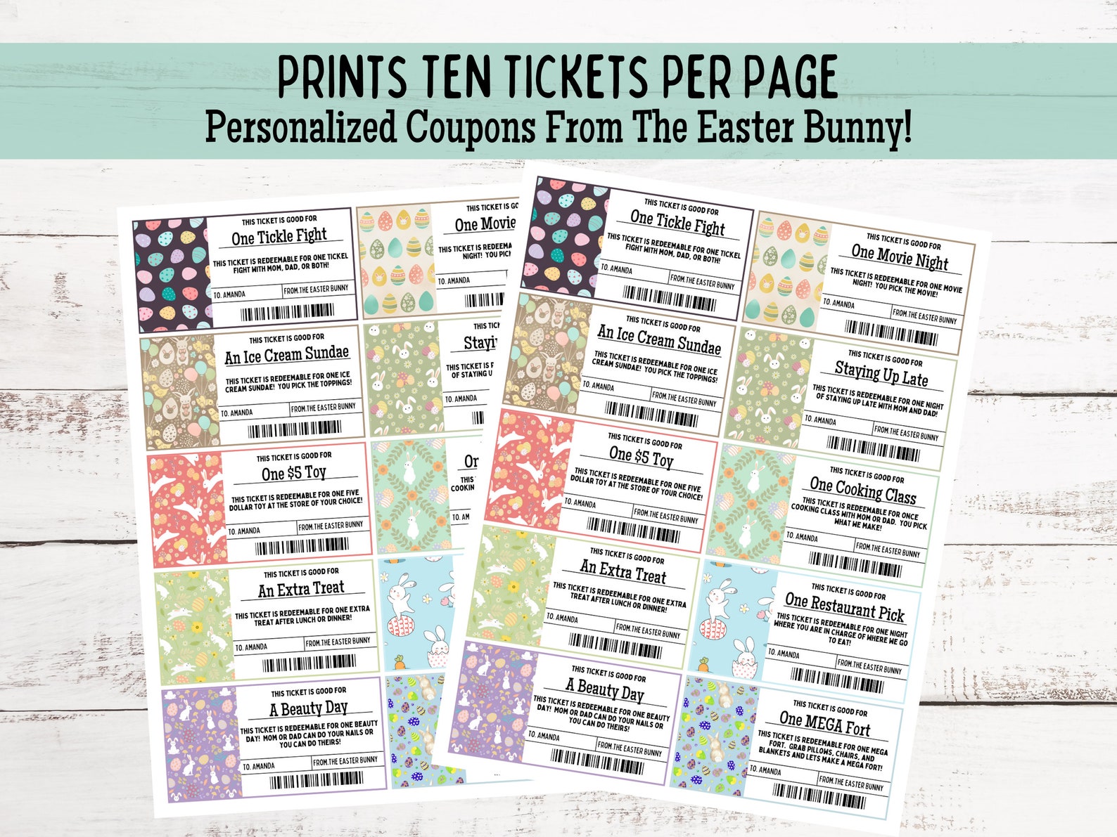 Printable Easter Coupons, Personalized Easter Tokens, Non Candy Easter ...