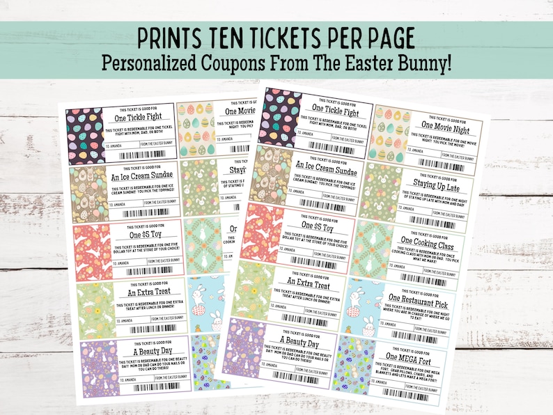 Printable Easter Coupons, Personalized Easter Tokens, Non Candy Easter ...