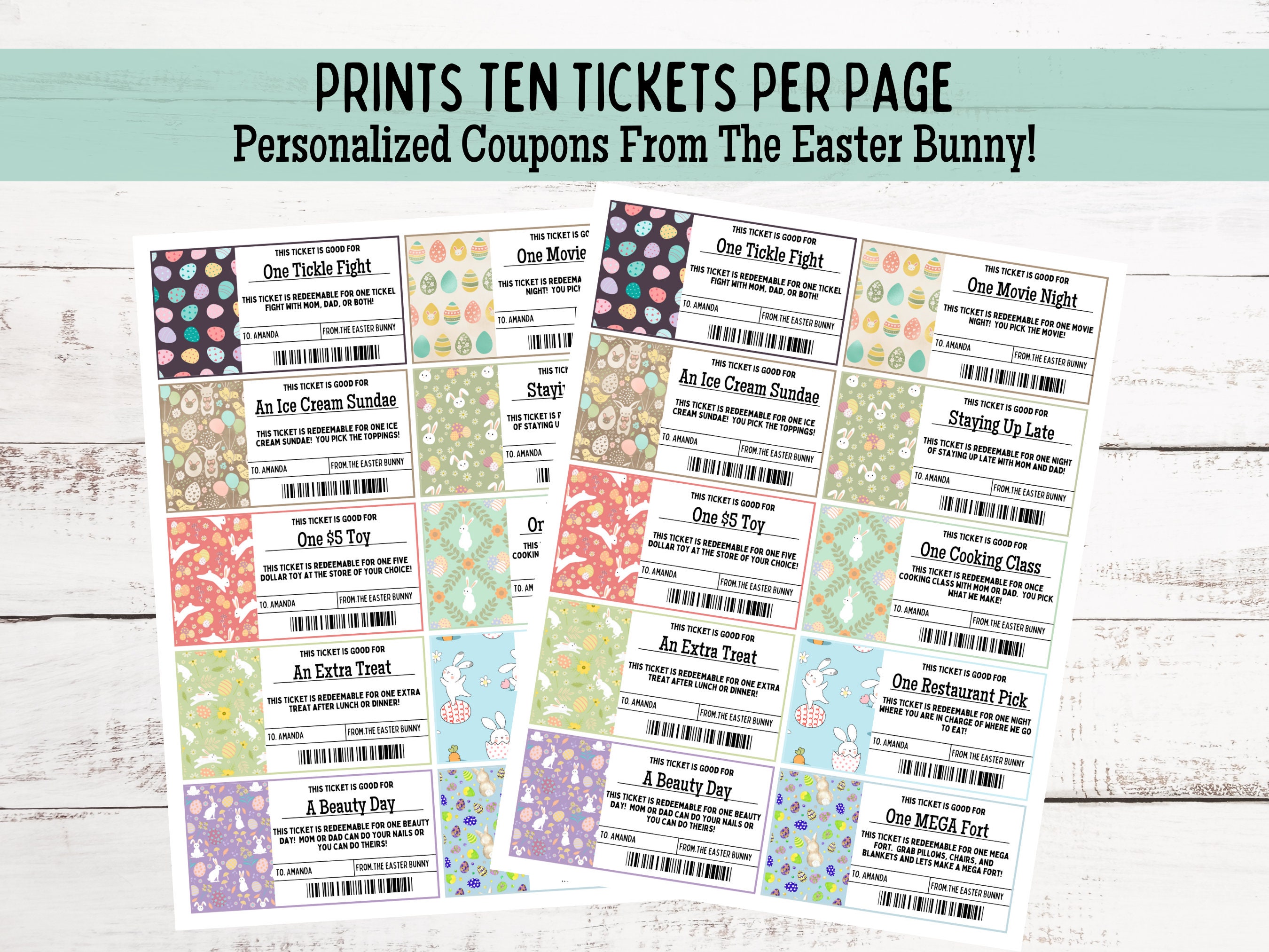 Printable Easter Coupons, Personalized Easter Tokens, Non Candy Easter ...
