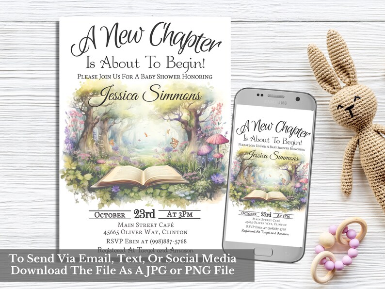 Storybook Baby Shower Invitation, Storybook Baby Shower Bundle, A New Chapter Begins Baby Shower ...